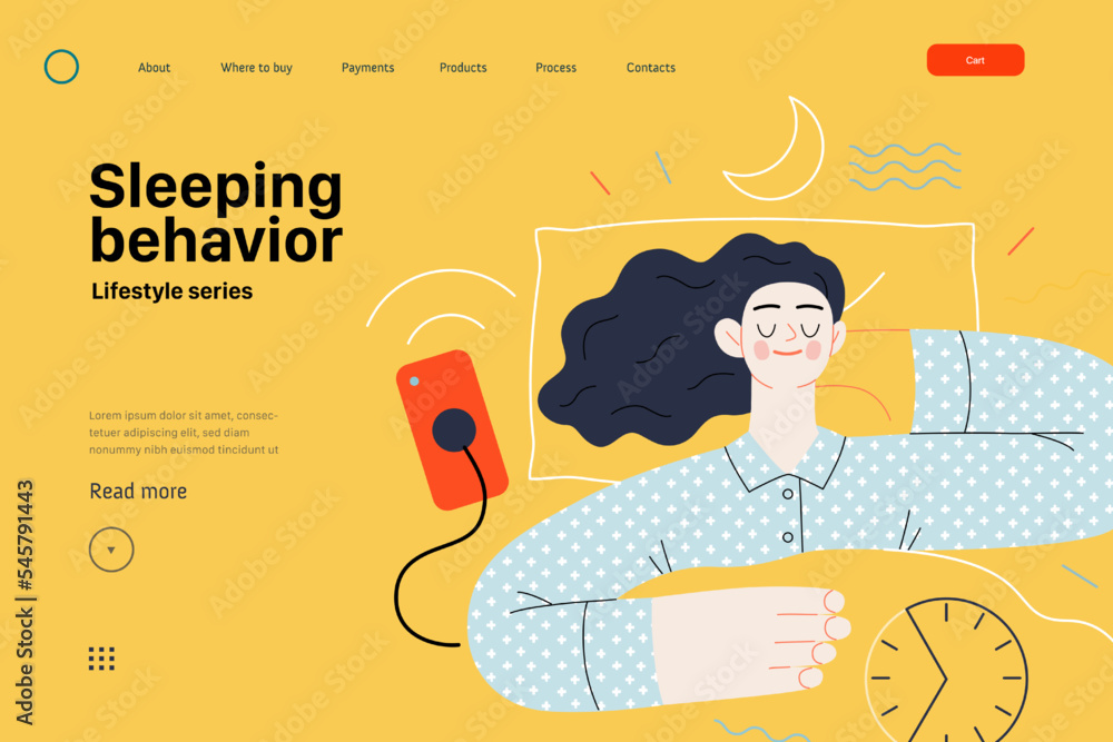 Lifestyle web template -Sleeping behaviour -modern flat vector ...