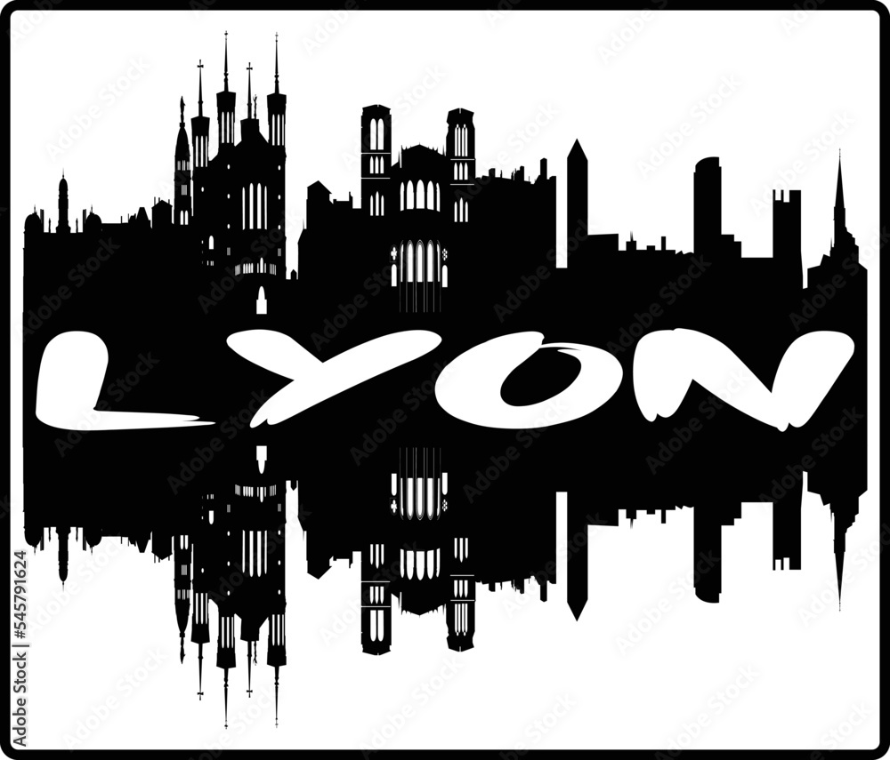 Lyon France Skyline Sunset Travel Souvenir Sticker Logo Badge Stamp ...