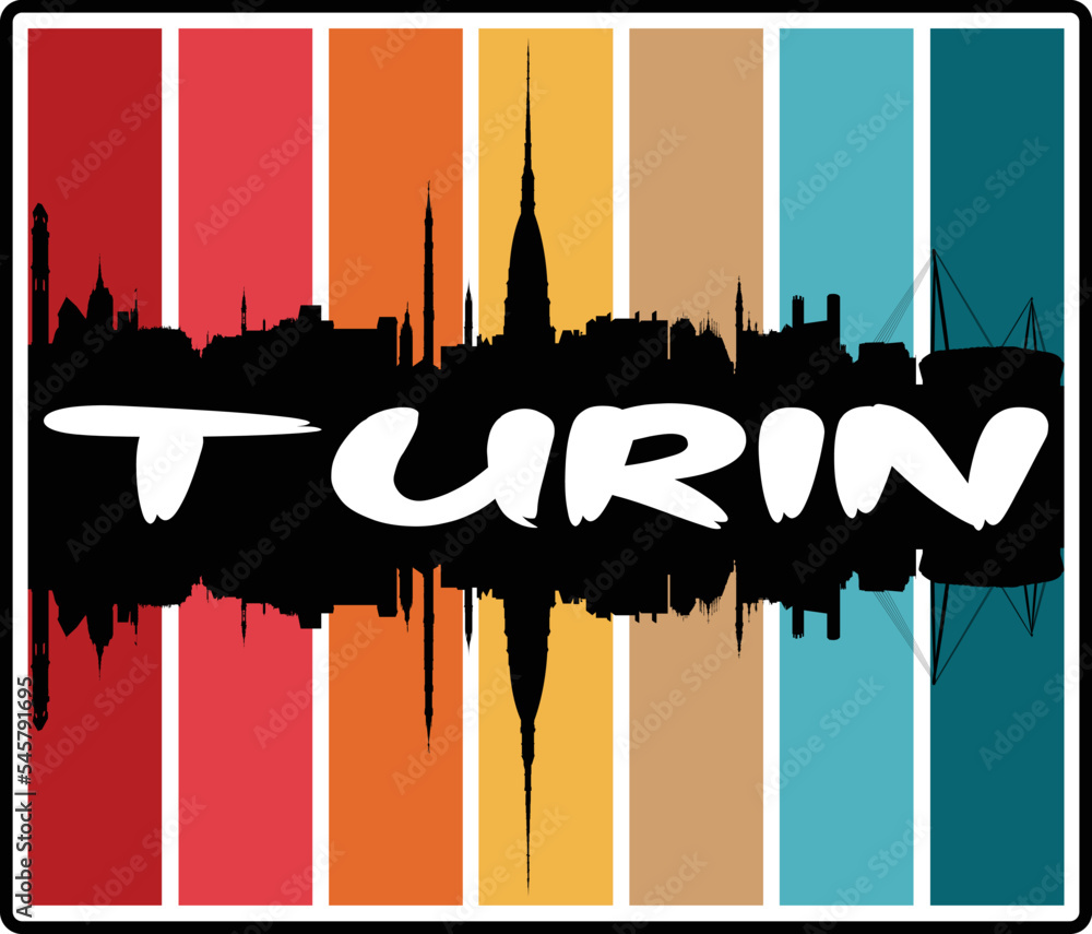 Turin Italy Skyline Sunset Travel Souvenir Sticker Logo Badge Stamp ...