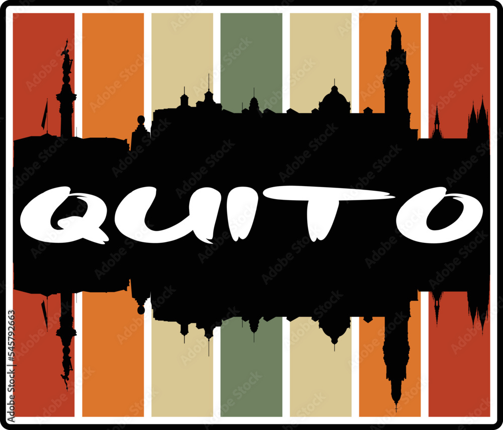 Quito Equador Skyline Sunset Travel Souvenir Sticker Logo Badge Stamp ...