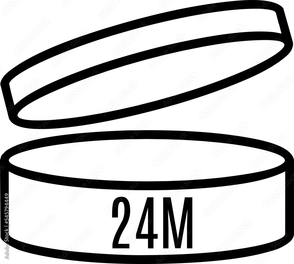 24M Period after opening, PAO symbol for cosmetics packaging. Stock ...