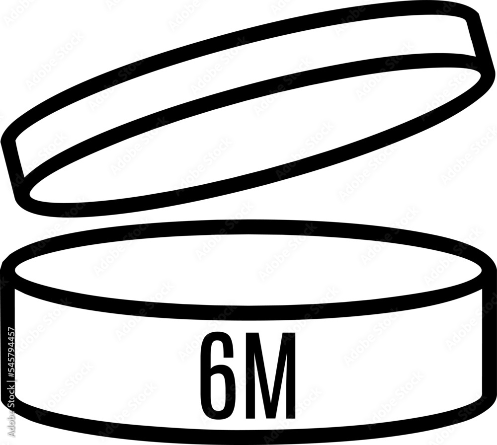 6M Period after opening, PAO symbol for cosmetics packaging. vector de ...