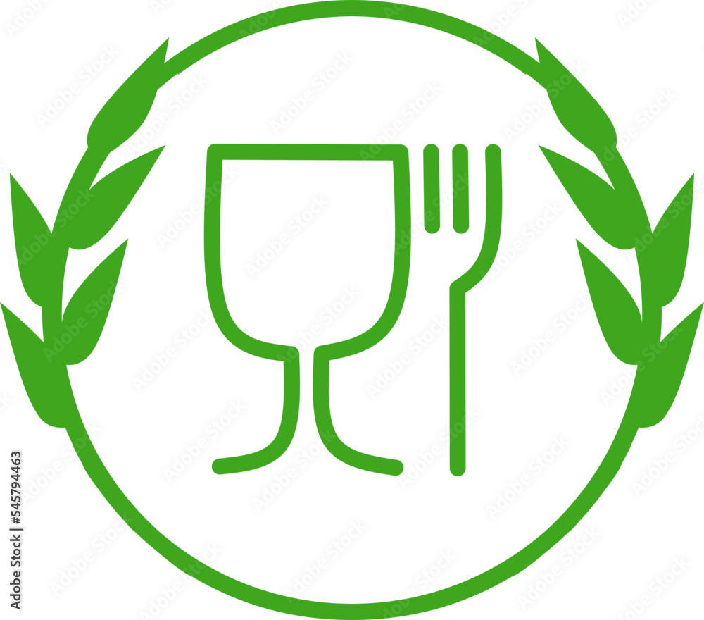 Food safe material sign. glass and fork symbol meaning plastics is safe ...