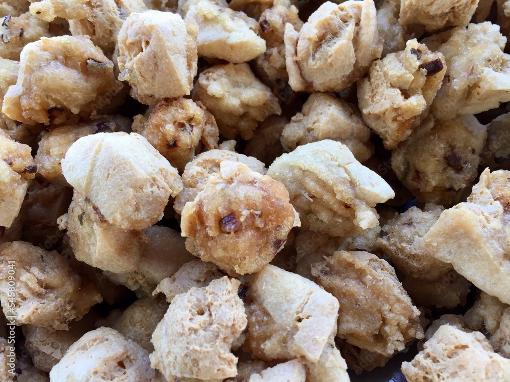 pile of crispy fried tofu at a street food vendor's stall Stock Photo ...