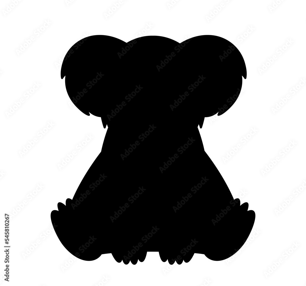 Dark silhouette of koala. Shadow of adorable and charming animal ...