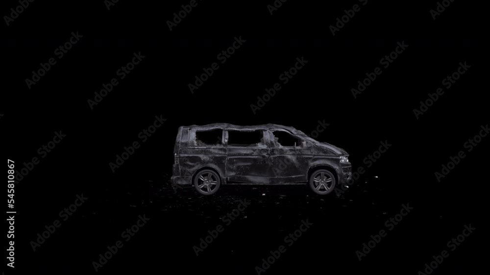 Realistically model car accident overturned car effect background ...