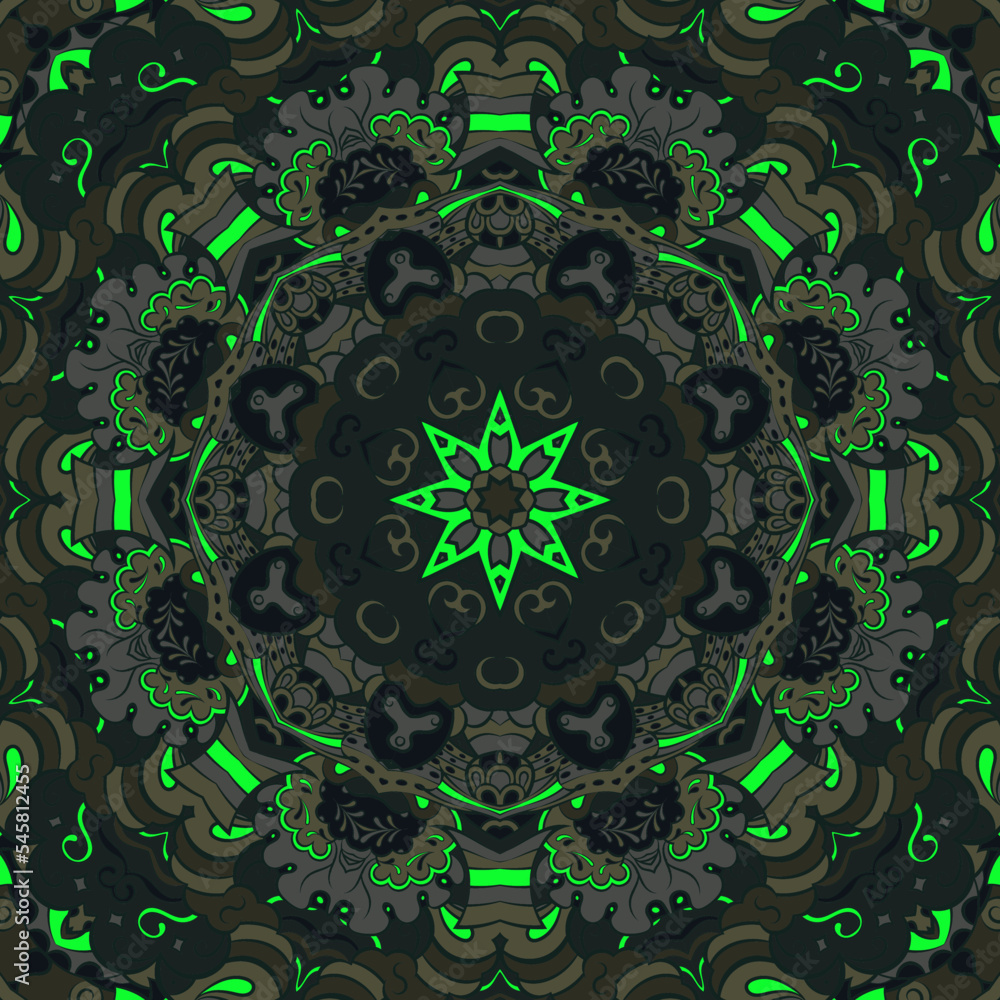 Vetor de Seamless tile texture. Tracery mehndi design image. Dark toxic ...