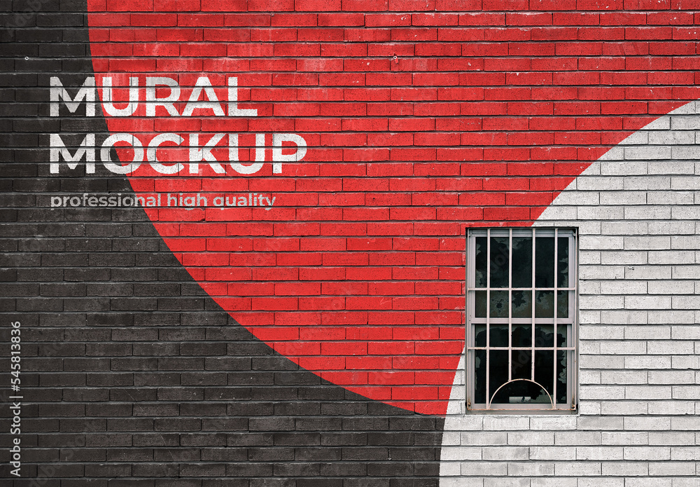 Mural Street Outdoor Poster Mockup on Brick Wall Stock Template | Adobe ...