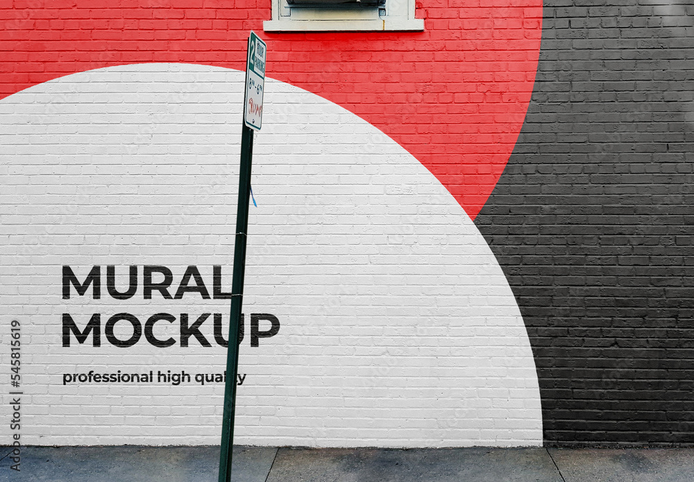 Mural Street Outdoor Poster Mockup on Brick Wall Stock Template | Adobe ...