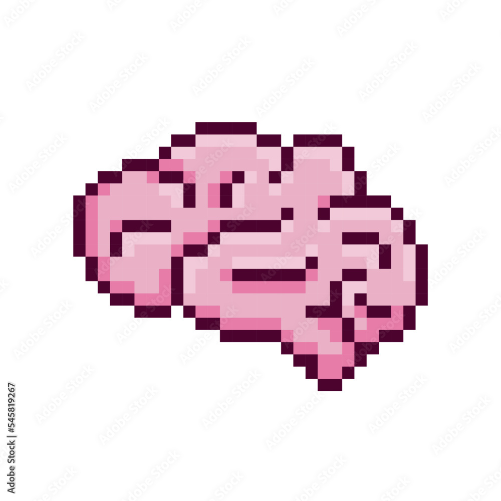Brain icon, pixel art organ Stock Vector | Adobe Stock