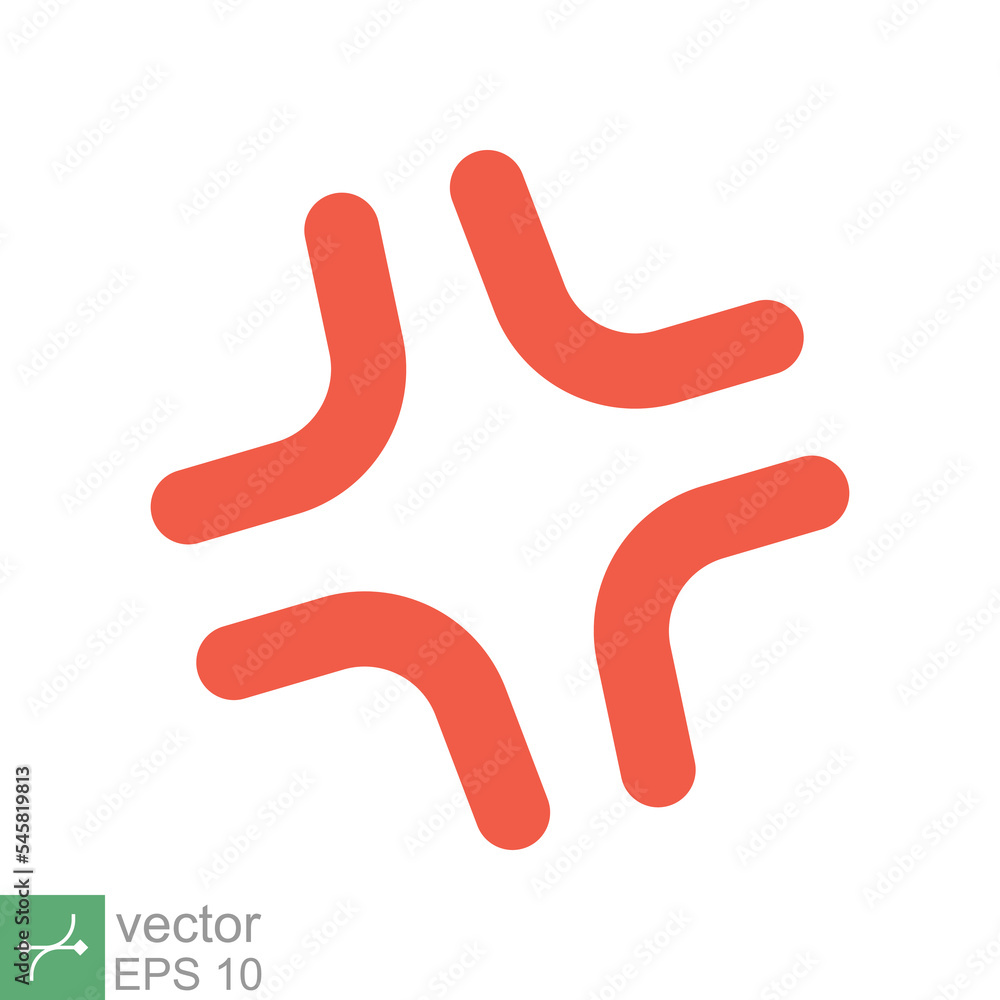 Anger symbol icon. Simple flat style. Red angry sign, cartoon emoticon ...