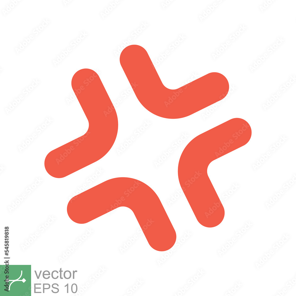 Anger symbol icon. Simple flat style. Red angry sign, cartoon emoticon ...