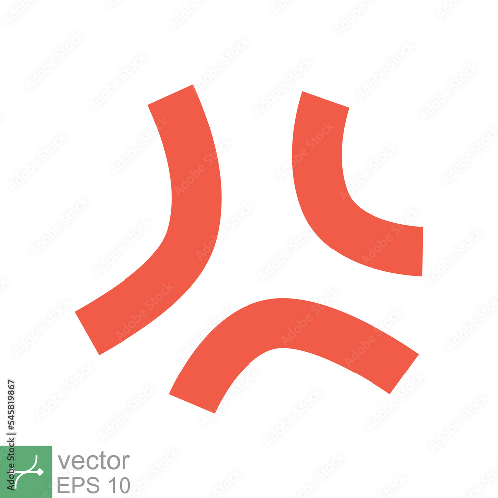 Anger symbol icon. Simple flat style. Red angry sign, cartoon emoticon ...