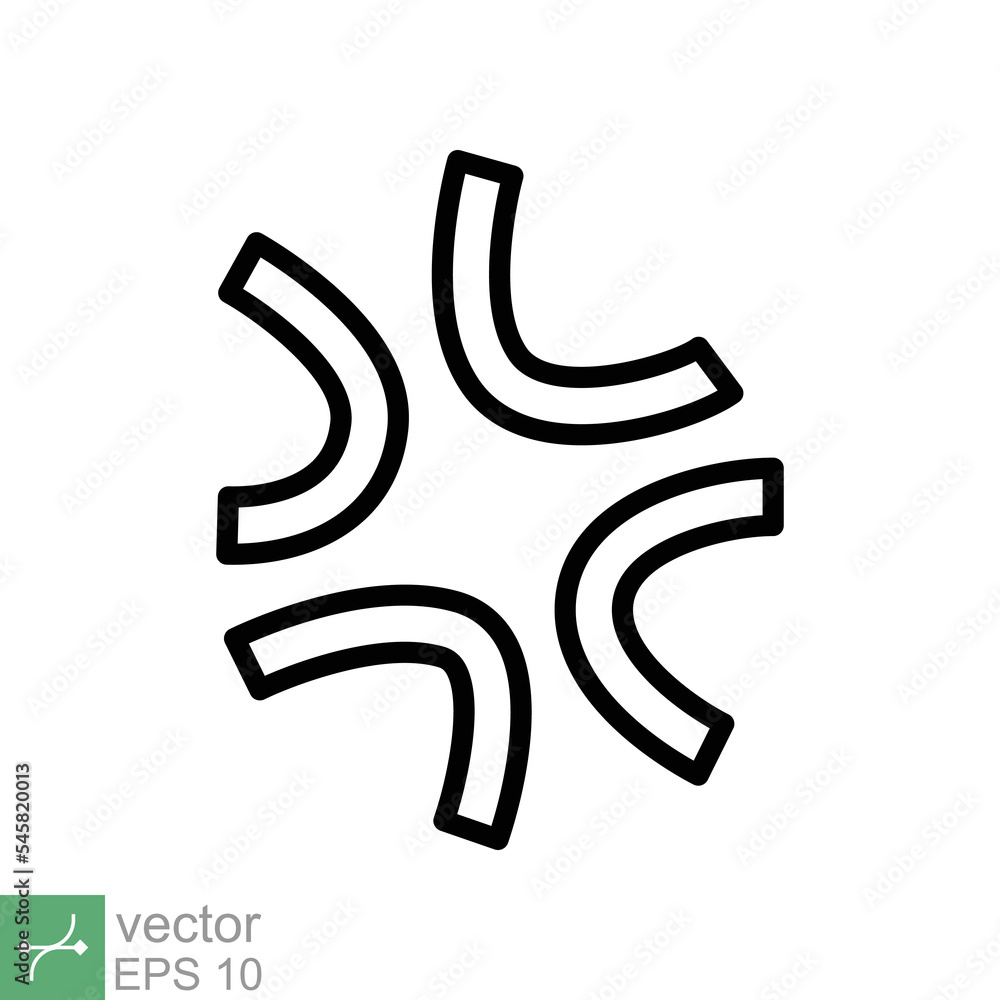Anger symbol icon. Simple outline style. Black angry sign, cartoon ...