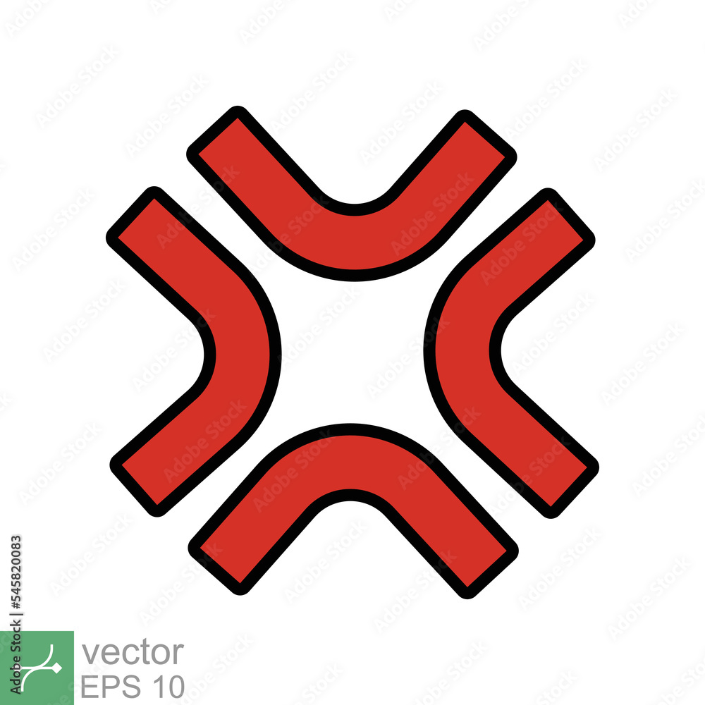 Anger symbol icon. Simple flat style. Red angry sign, cartoon emoticon ...