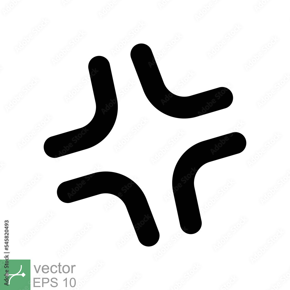 Anger symbol icon. Simple solid style. Black angry sign, cartoon ...