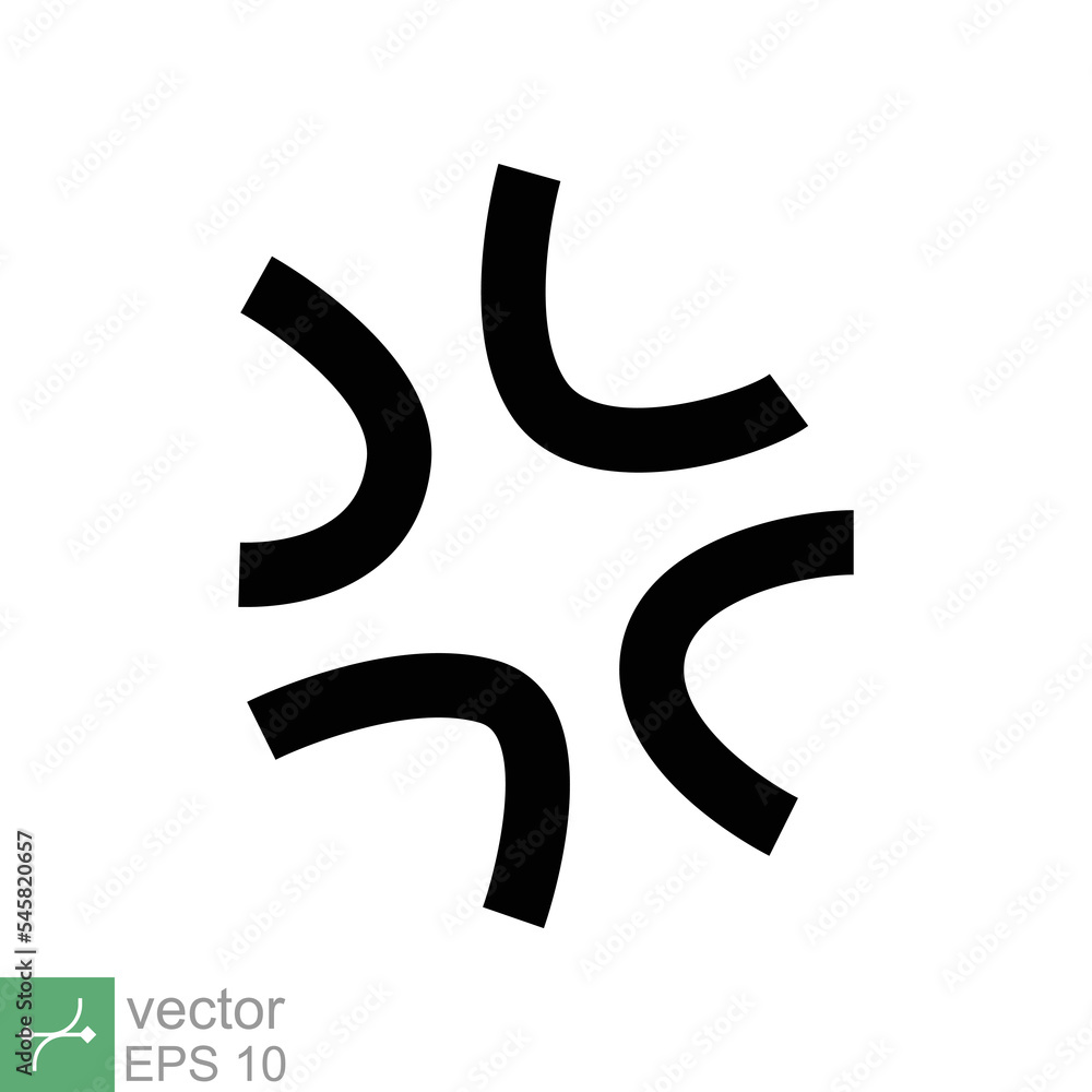 Anger symbol icon. Simple solid style. Black angry sign, cartoon ...