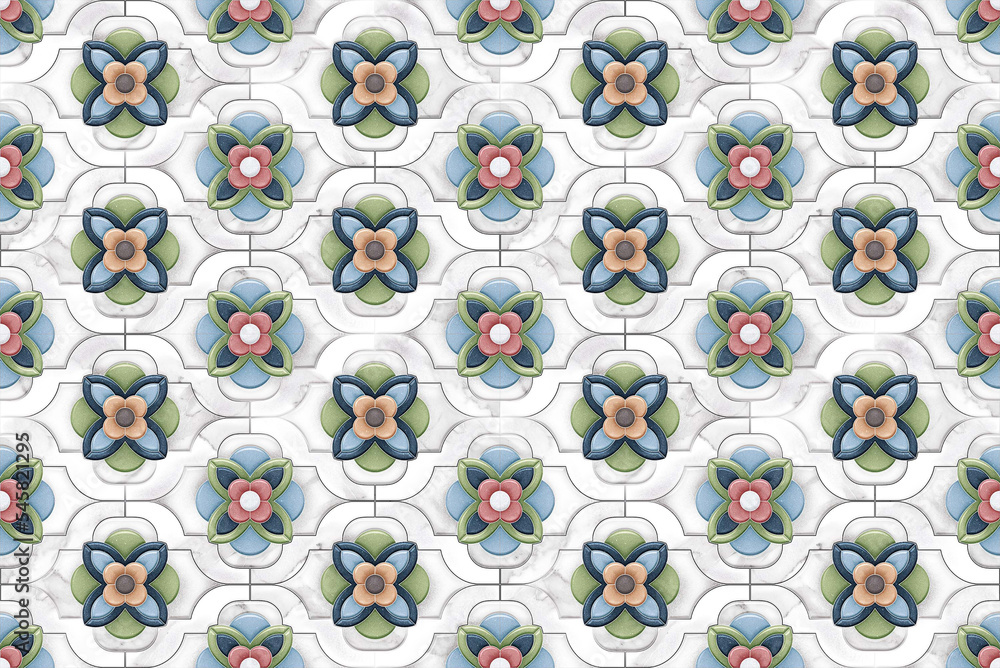 Colorfull wall art mixed digital tiles design for interior home or ...