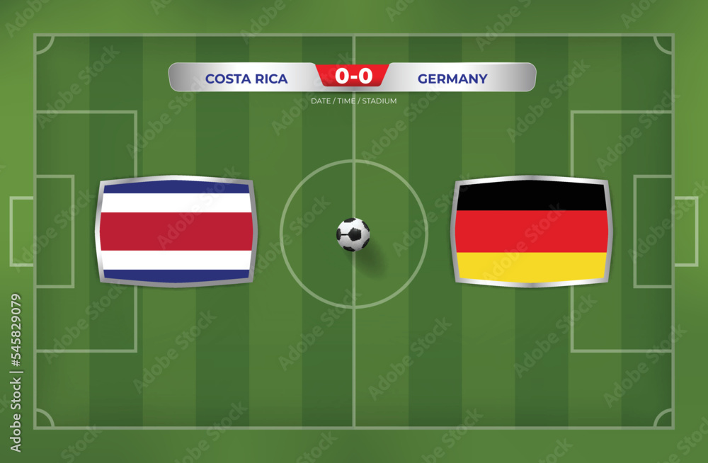 Costa Rica vs Germany 2022 match with scoreboard and stadium background ...