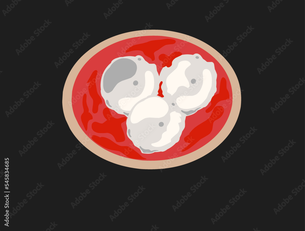 Meatball Delicious Food Drawing Illustration Stock Vector | Adobe Stock