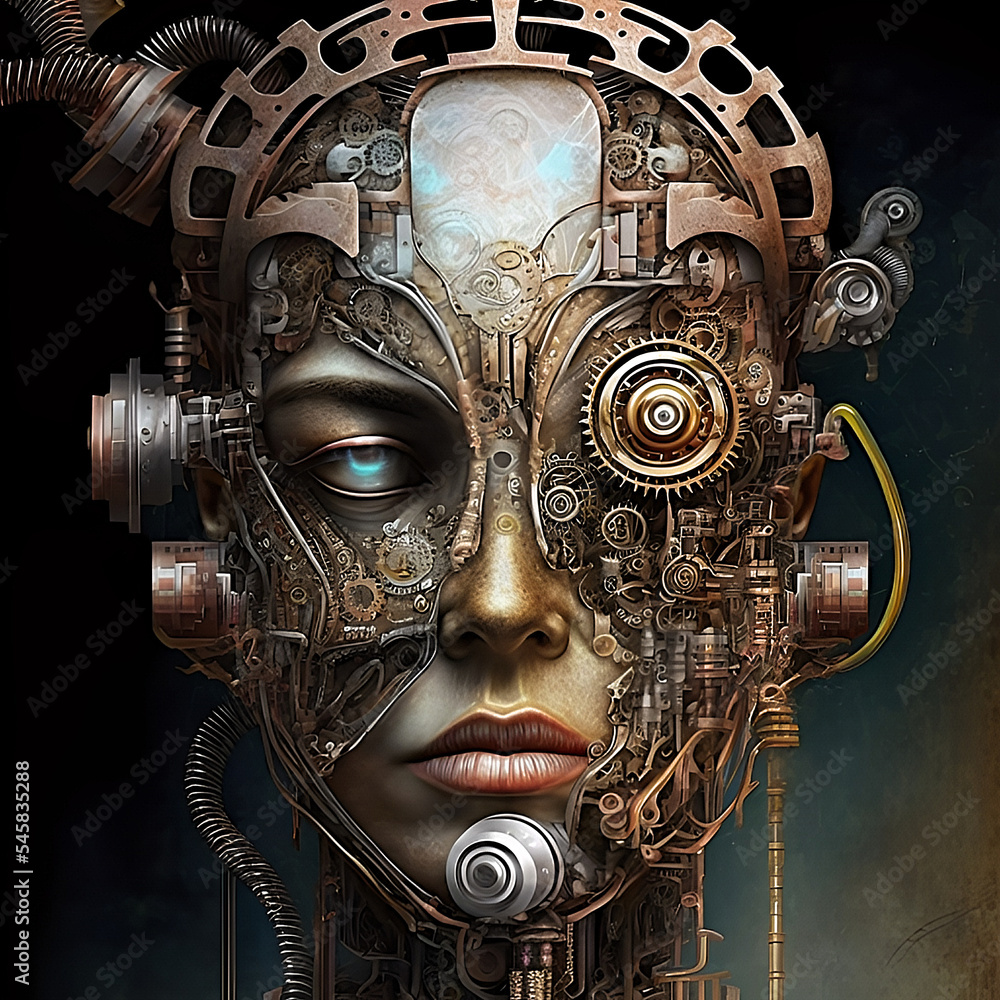 human mechanical head Stock Illustration | Adobe Stock