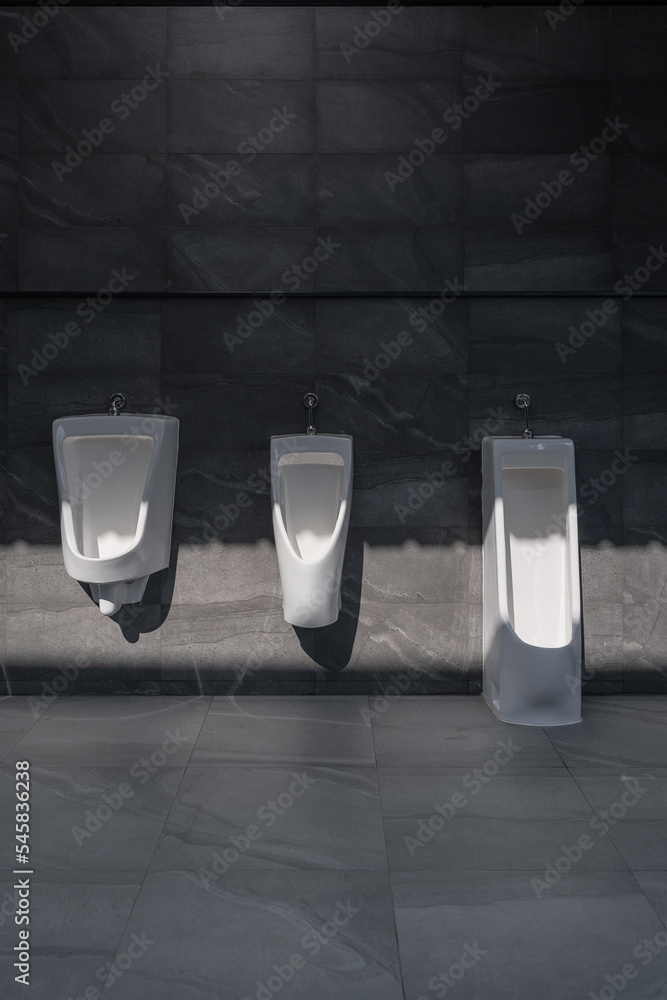 Fotografia do Stock: A row of white ceramic urinal chamber pot interior ...