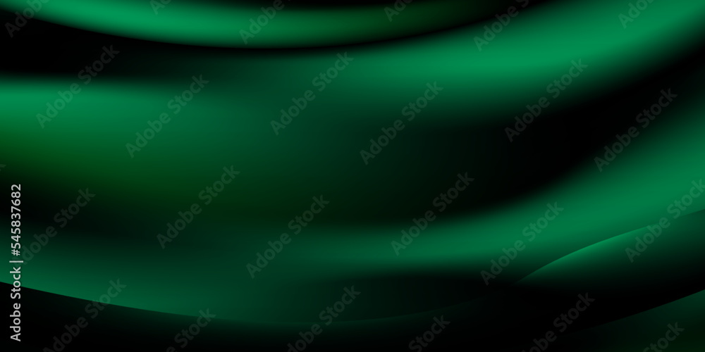 Silky emerald green background abstract wavy elements for presentation ...