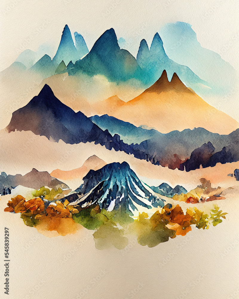Mountain Wall Art, a large mountain range with the sky behind it ...
