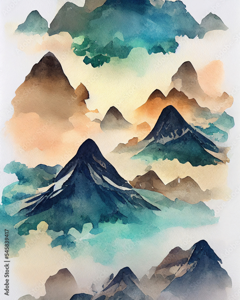 Mountain Wall Art, a large mountain range with the sky behind it ...