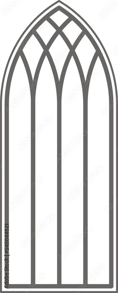 Gothic window outline illustration. Silhouette of vintage stained glass ...