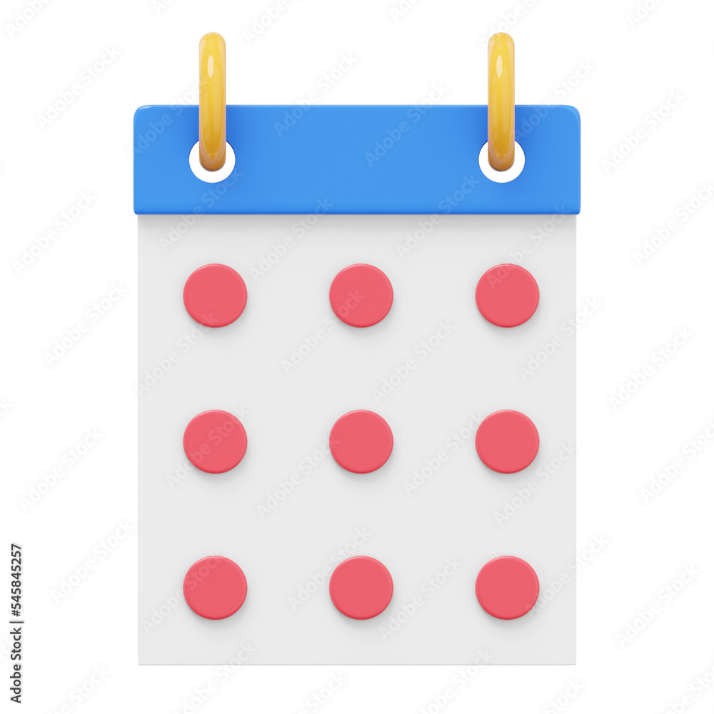 Simple flip calendar. 3D rendering. PNG icon on transparent background ...
