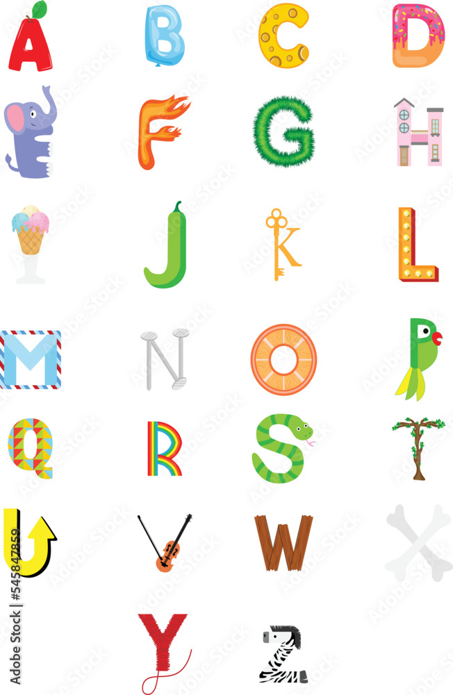 Alphabet Chart vector image. alphabet flash card. Stock Vector | Adobe ...