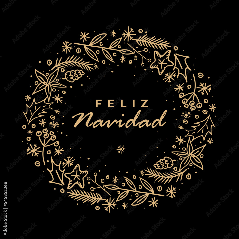 Feliz navidad. Christmas banner, vector illustration. Poster, card for ...