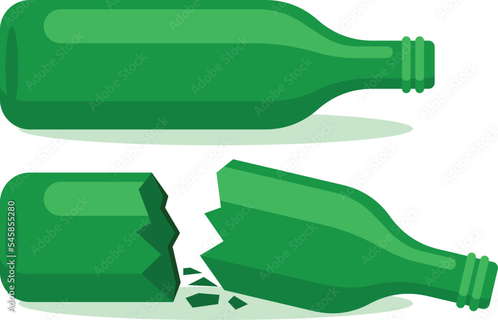 Vector Image Of Broken Glass Bottle, Isolated On Transparent Background ...