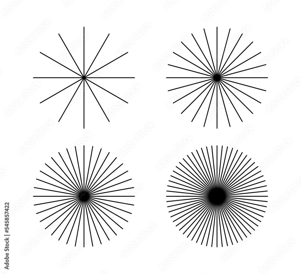 Radial circle lines. Circular radiating lines geometric element. Sun ...