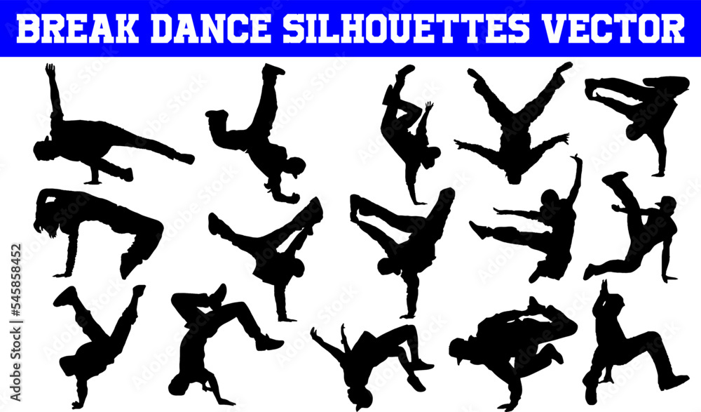 Break Dance Silhouettes Vector | Break Dance SVG | Clipart | Graphic ...