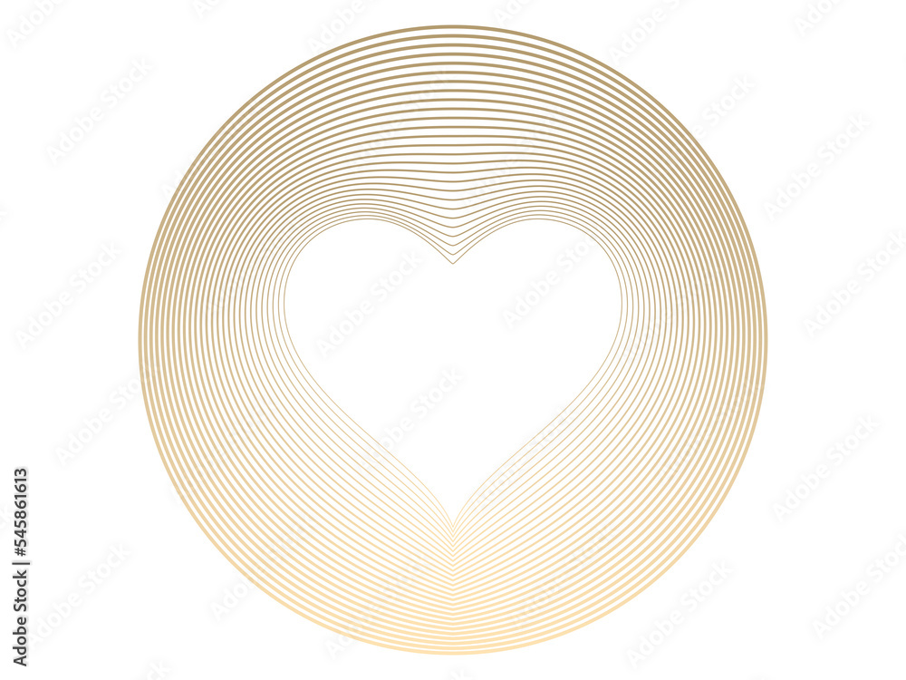 Heart frame shape line expand wave pattern by gold gradient color ...