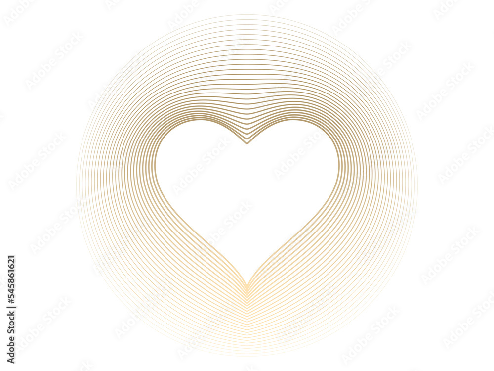 Heart frame shape line expand wave pattern by gold gradient color ...