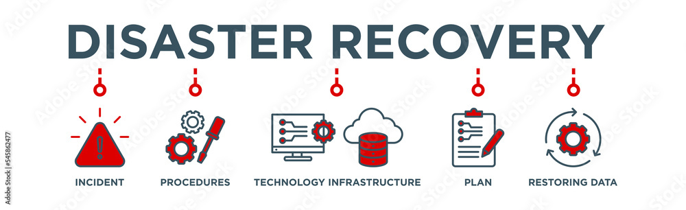 Disaster recovery banner web icon vector illustration concept for ...
