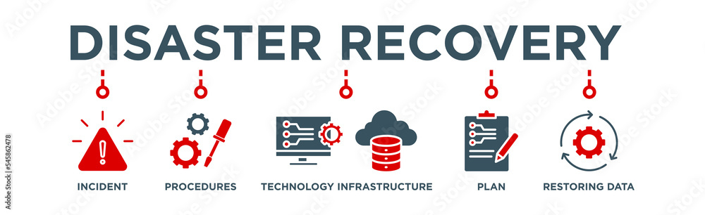 Disaster recovery banner web icon vector illustration concept for ...