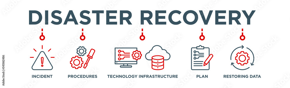 Disaster recovery banner web icon vector illustration concept for ...