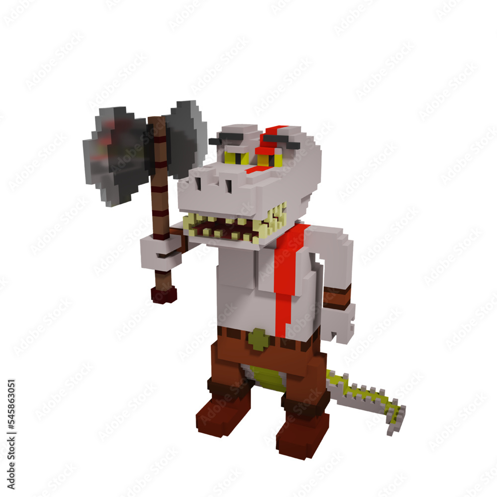 3D Crocodile warrior character, illustration isolated on white ...