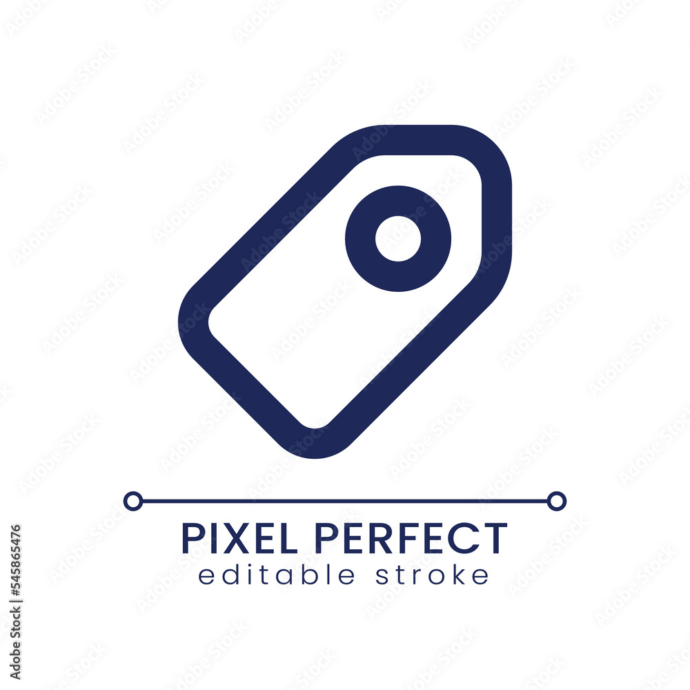 Tag pixel perfect linear ui icon. Marking important materials. Digital ...
