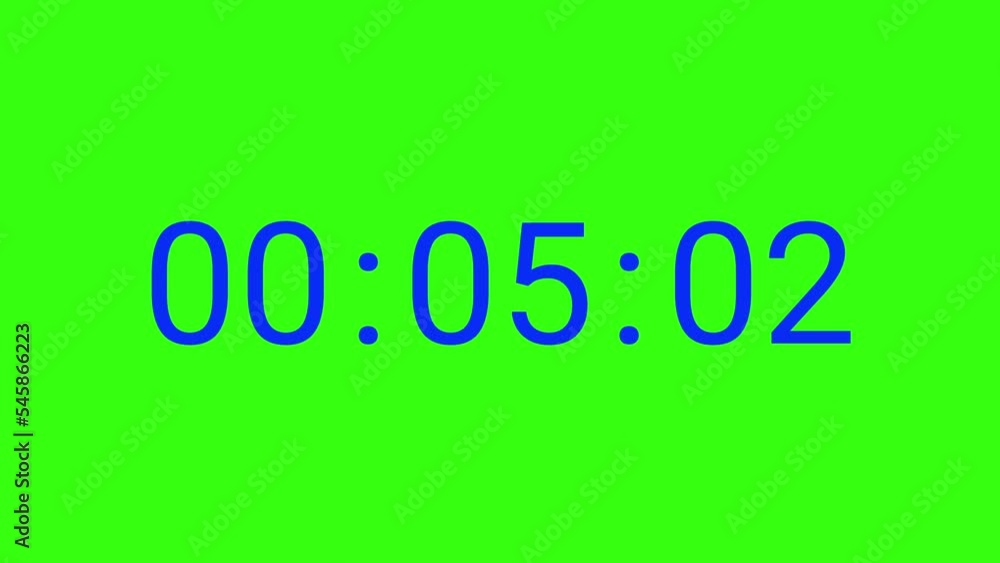 Stylish 10 seconds digital countdown clock timer. Blue text number on ...