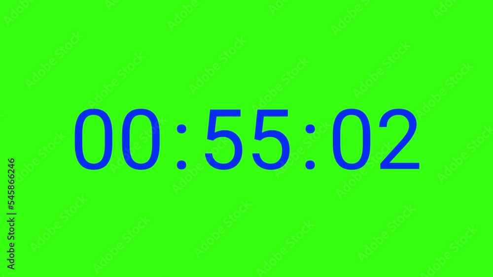 Stylish 60 seconds (1 minute) digital countdown clock timer. Blue text ...