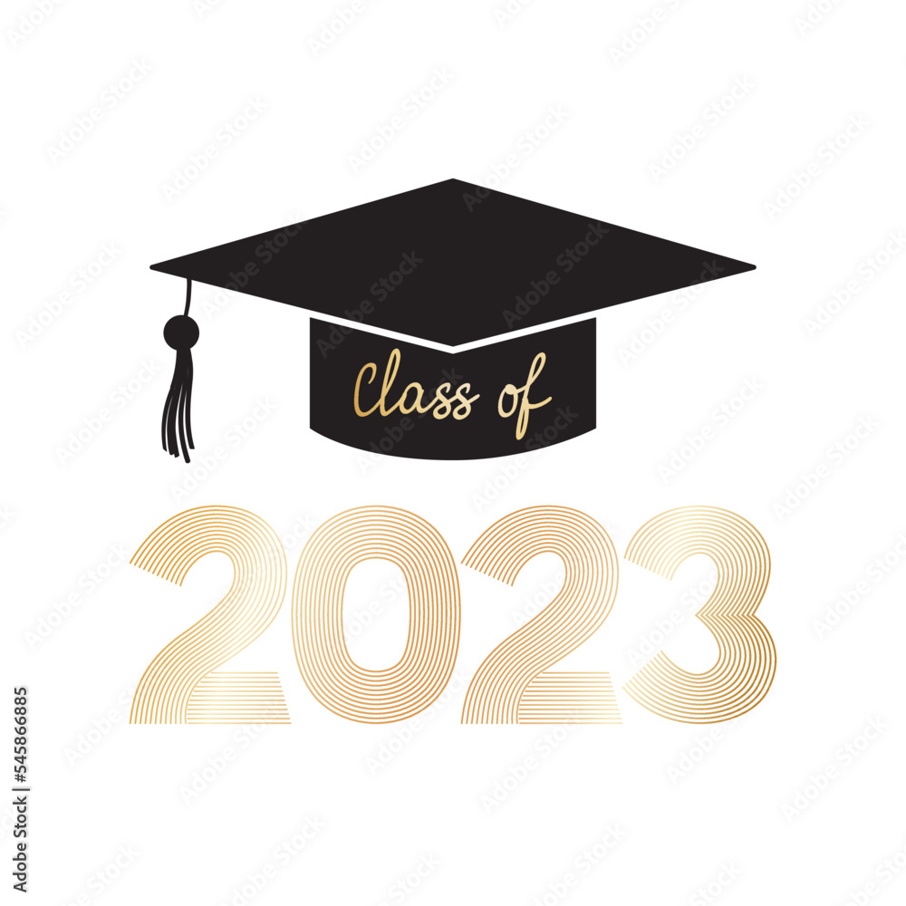 Class of 2023 school concept. Graduation Cap on white. Stock Vector ...