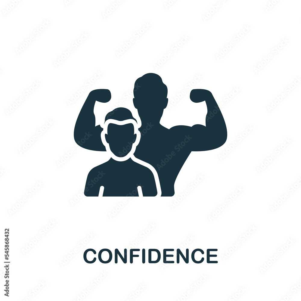 Confidence icon. Monochrome simple Life Skills icon for templates, web ...