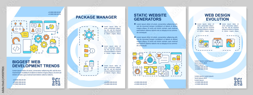 Top digital technology trends blue brochure template. Leaflet design ...