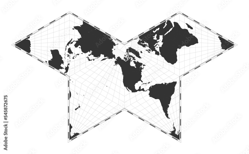Vector world map. Collignon butterfly projection. Plan world ...