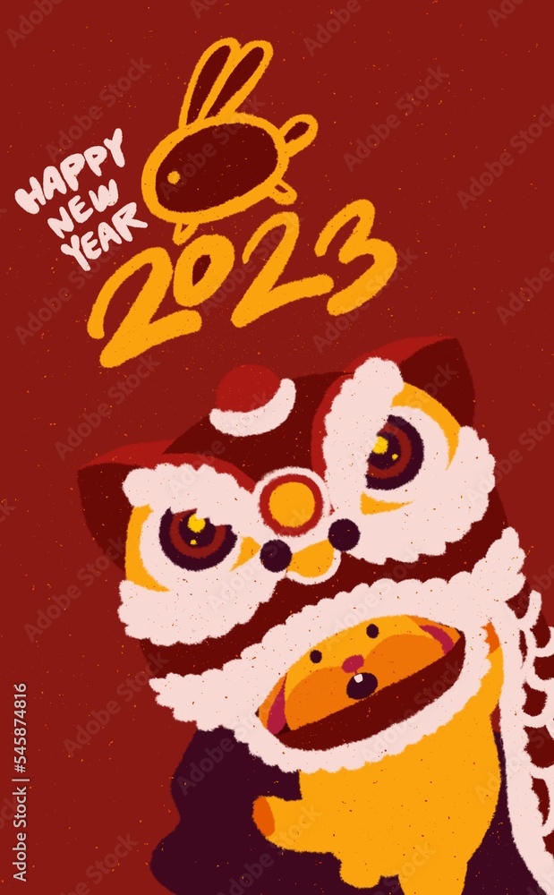 chinese luna new year rabbit lion dance celebrate the spring festival ...